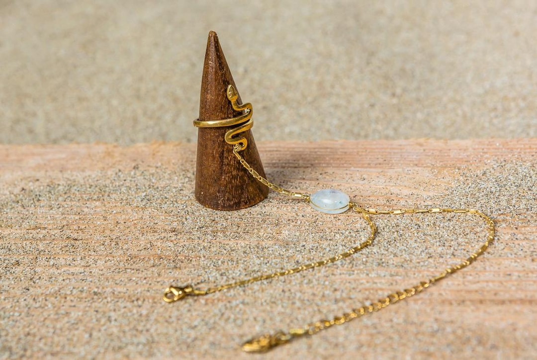 Handmade Finger Bracelet, Snake Ring Bracelet, Gold Plated Hand Chain, Ring Bracelet With ...