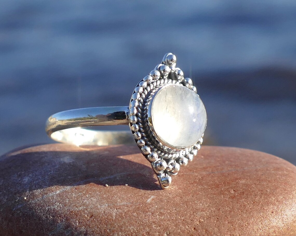 Beautiful Moon Stone Ring Moon Stone Silver Ring Ring With | Etsy