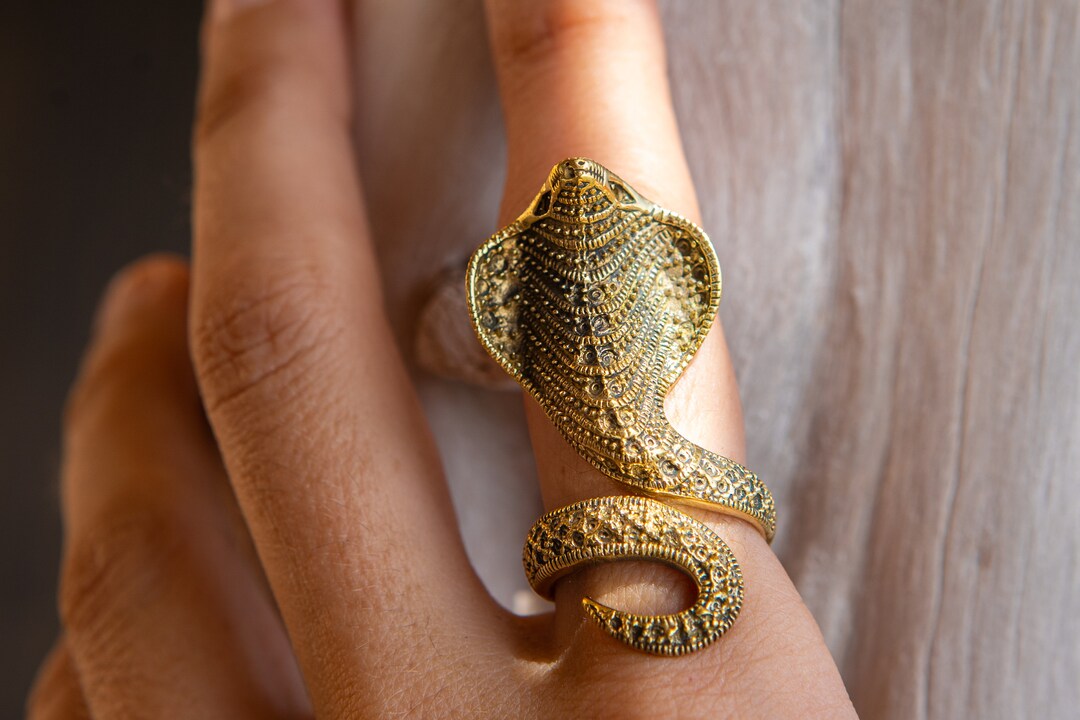 Big Snake Ring, Golden Cobra Ring, Brass Snake Ring, Big Cobra Ring ...