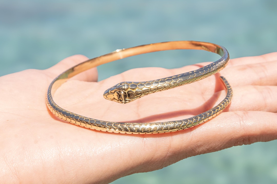 Golden Snake Arm Cuff, Gold Plated Arm Cuff, Serpent Arm Cuff, Snake ...