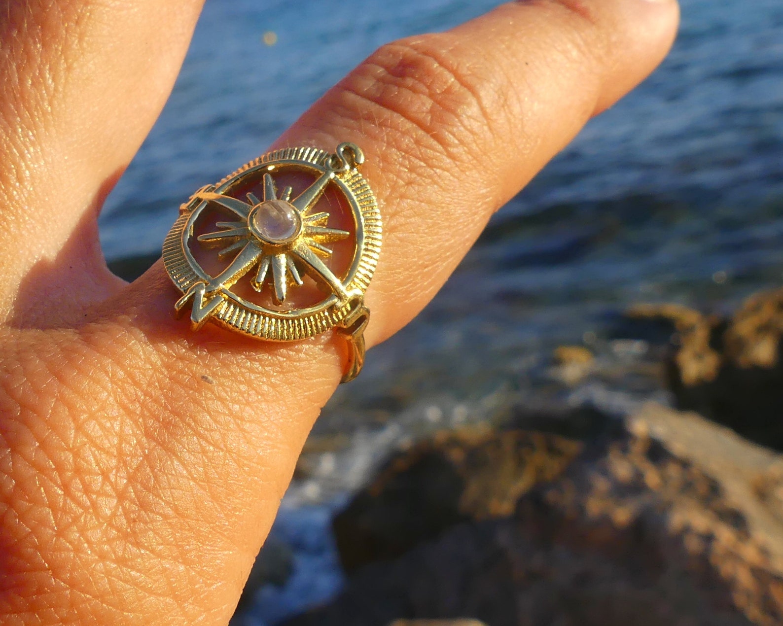 Kompass Ring Goldener Kompass Ring Sterling Messing Ring - Etsy.de