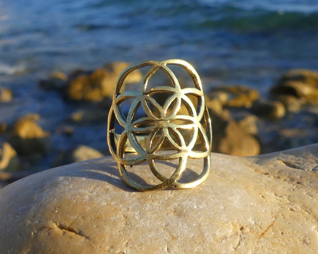 Flower of Life Ring, Brass Ring, Sacred Ring, Symbol Ring, Sacred ...