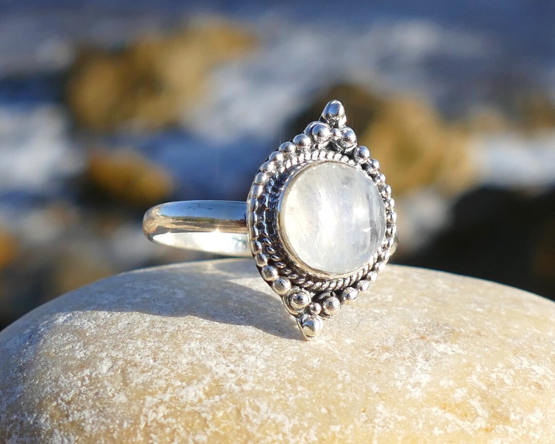 Beautiful Moon Stone Ring Moon Stone Silver Ring Ring With | Etsy