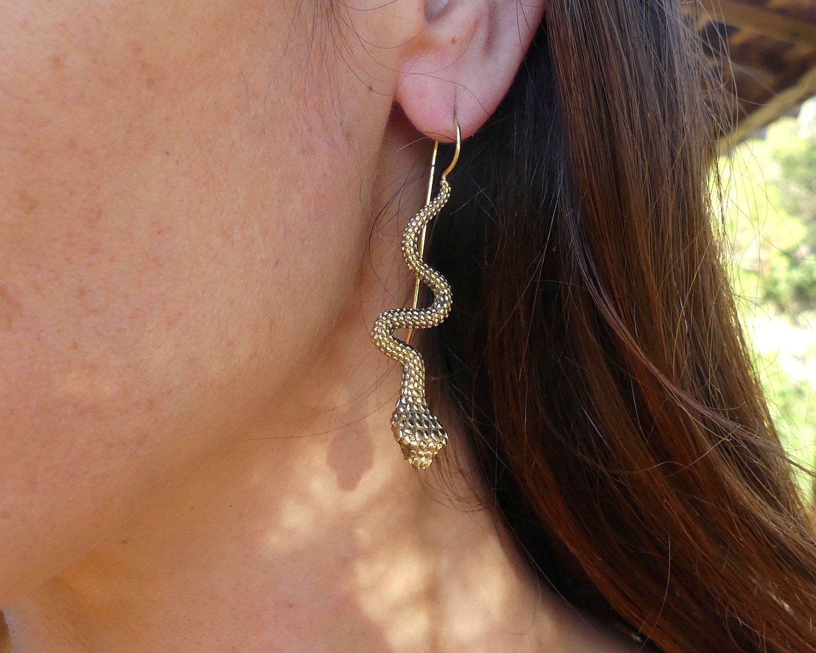 Snake earrings serpent earrings sterling brass earrings | Etsy