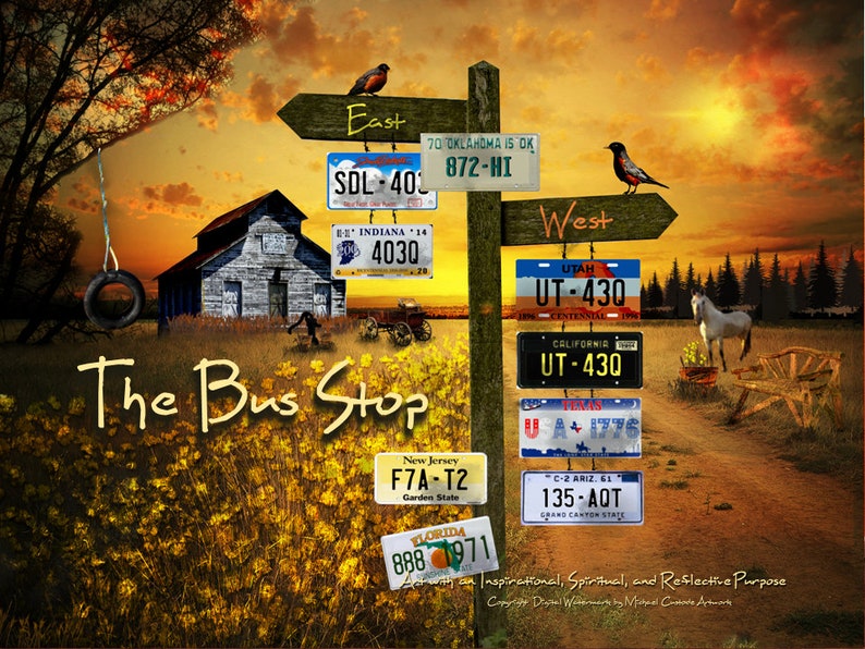 The Bus Stop Featuring License Plates as Street Signs What - Etsy