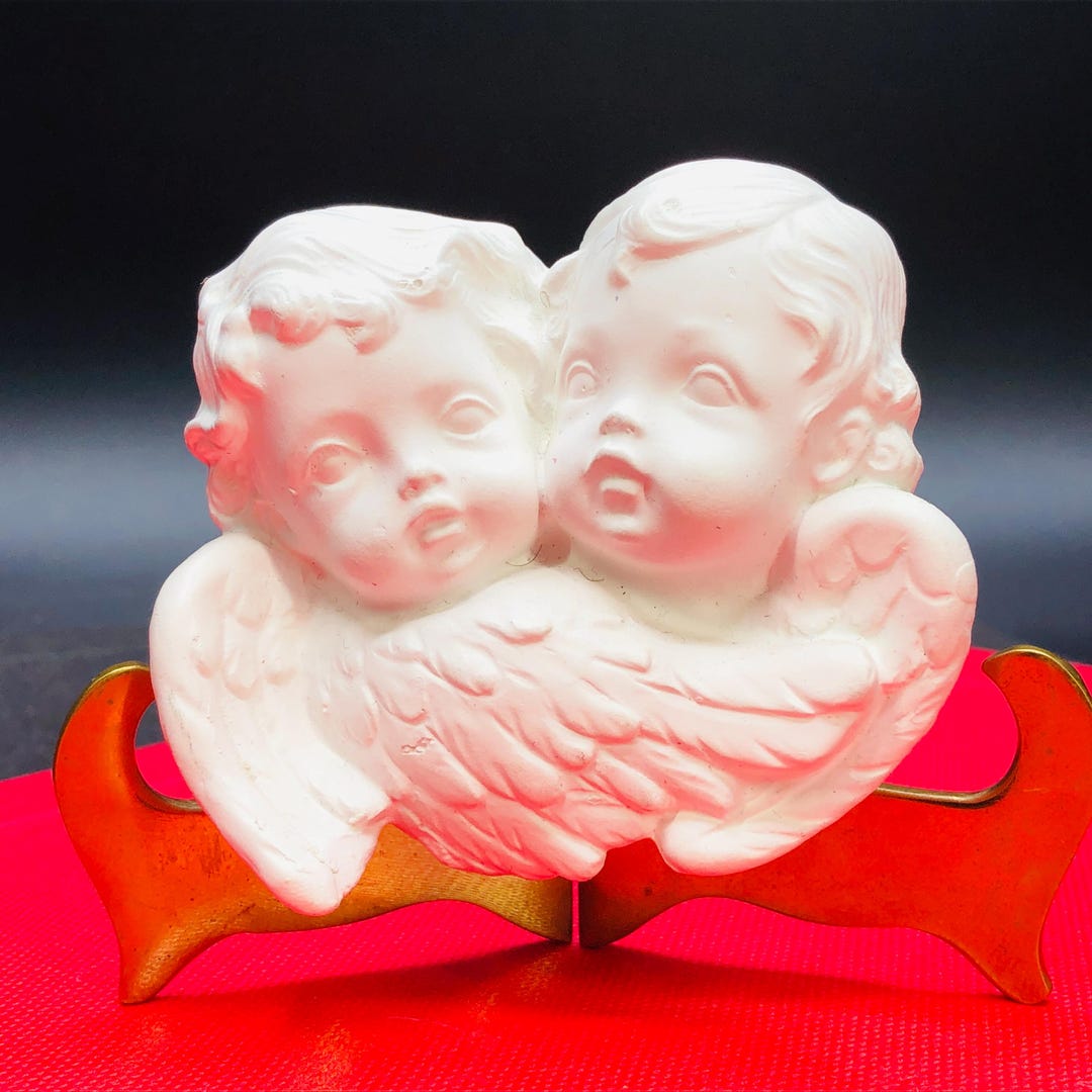Vintage 1989 Scioto Unpainted Cherub Angel Couple Miniature Wall ...