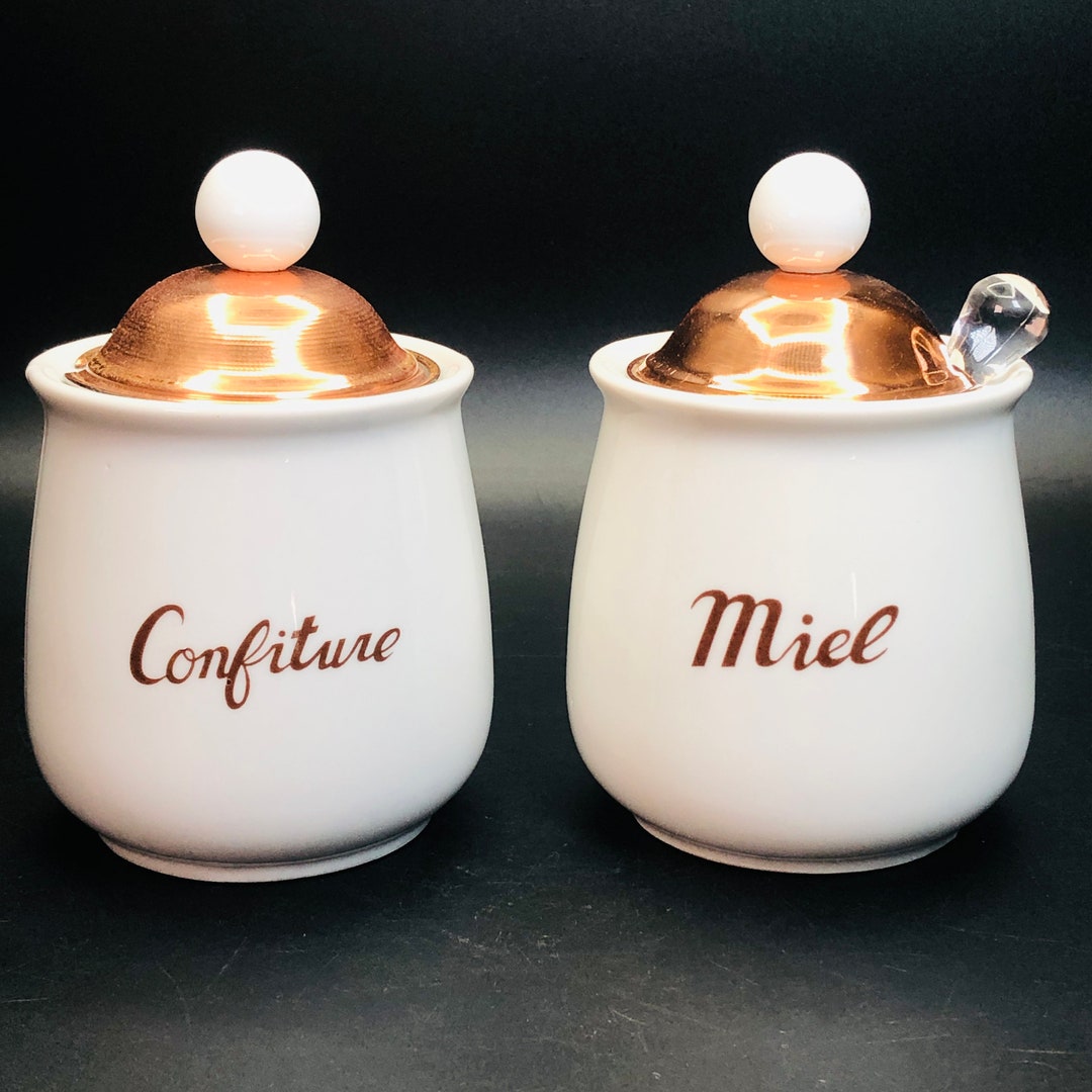 80s Copper Top Ironstone Condiment Canister, CHOICE Honey Pot / Miel ...