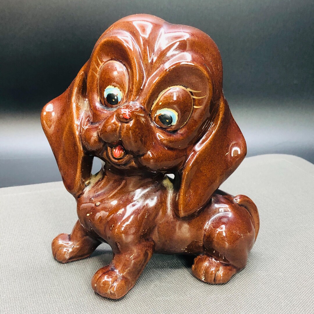 60s Anthropomorphic Redware Dachshund Dog Figurine, Quirky Big Head ...