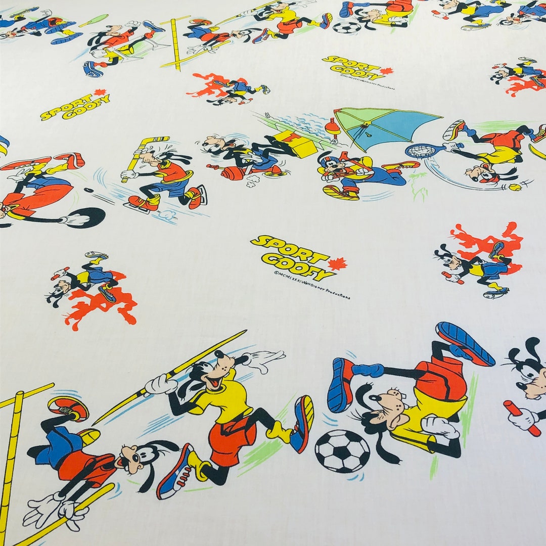 80s Sport Goofy TWIN Bed FLAT Sheet, Esmond Textile Canada, Vintage ...