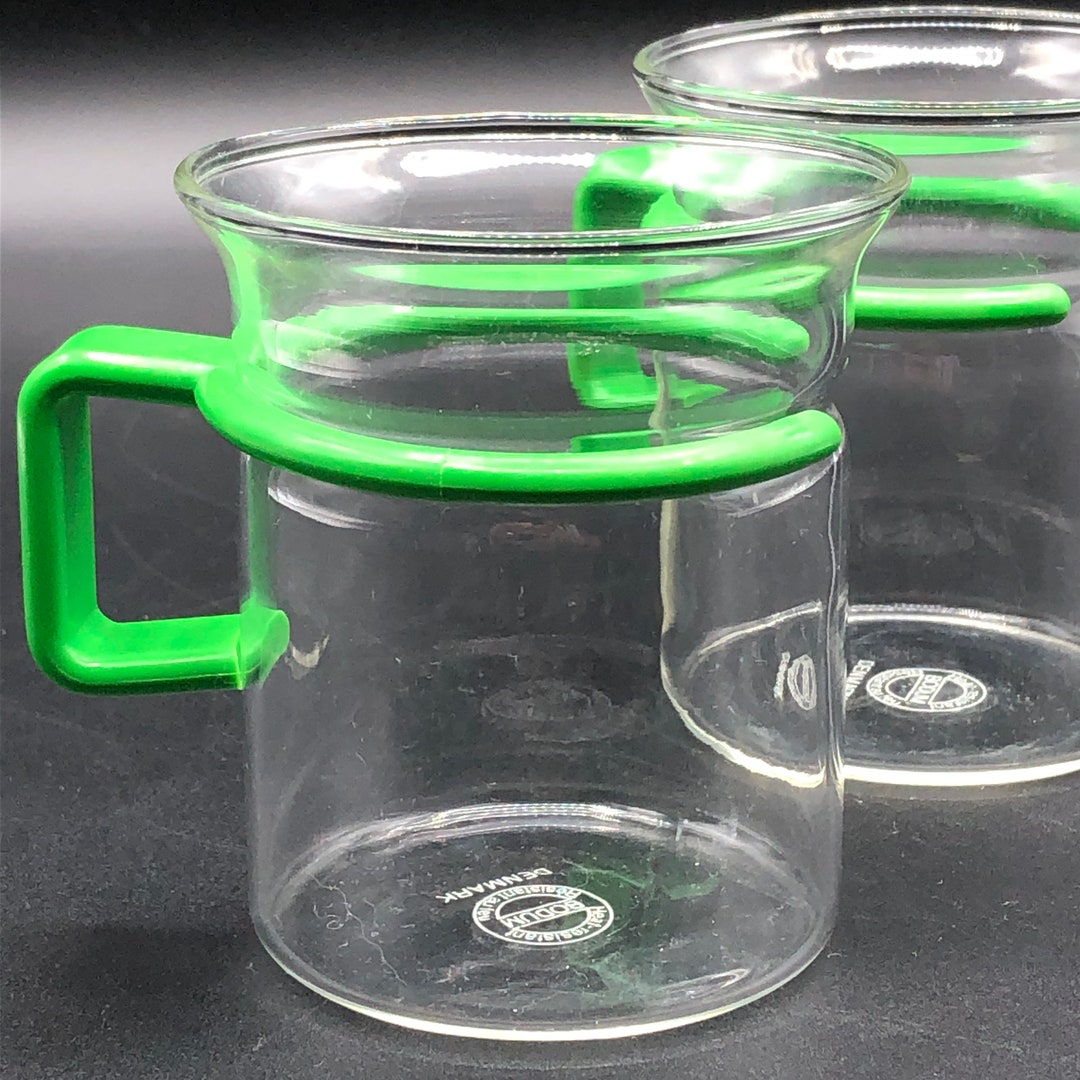80s Bodum Denmark French Bistro Beaker Glass Mug SET of 2, Retro Green ...