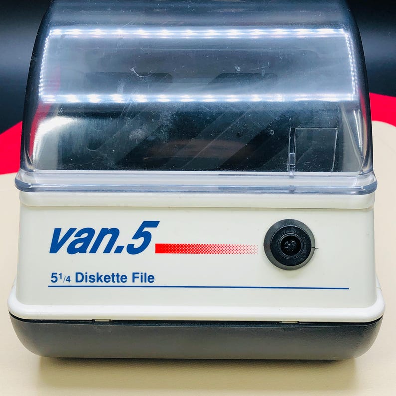 Vintage 80s VAN.5 Floppy Disk Organizer Case: Retro 5.25 Diskette File ...