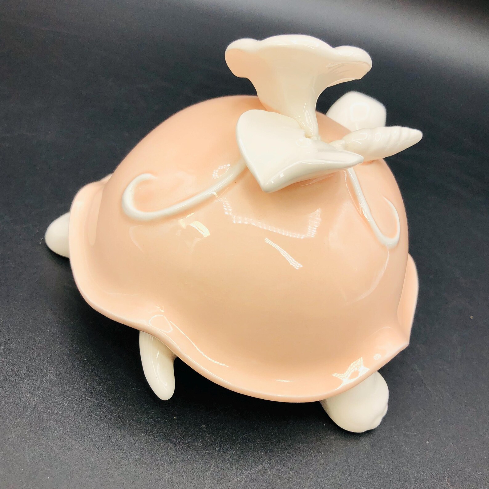 1982 Fitz & Floyd Blush Pink Turtle Trinket Box, Vintage Porcelain ...