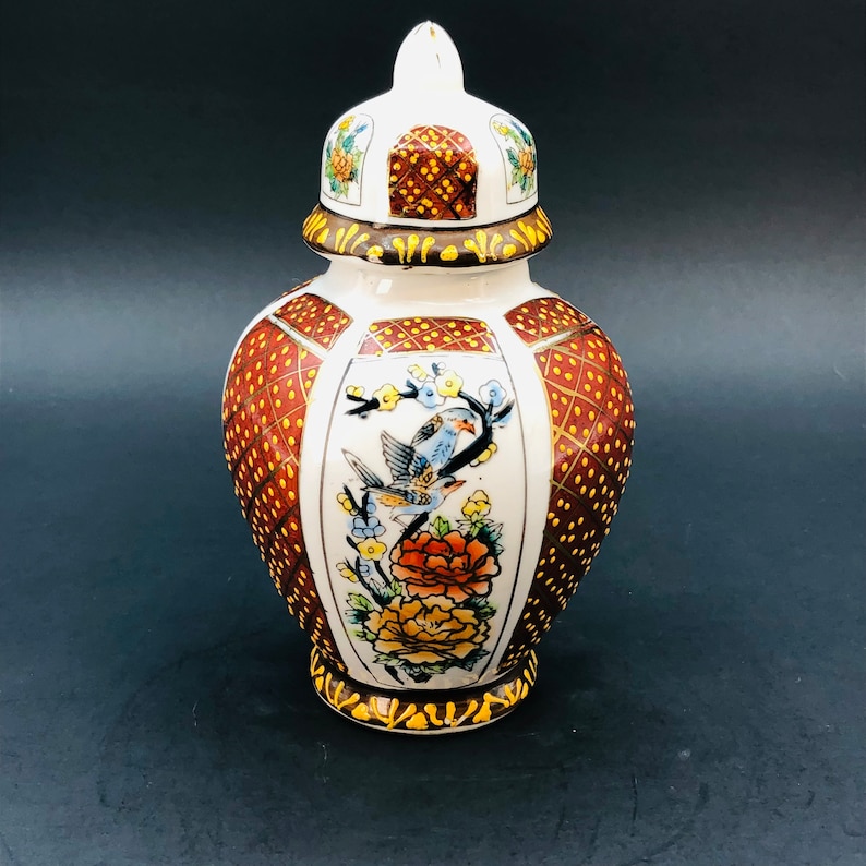 Vintage Blue Bird Vanity Ginger Jar: Chinoiserie Porcelain Temple Urn ...