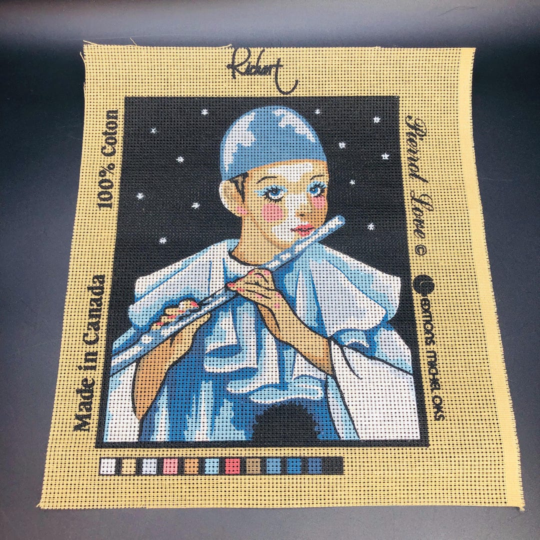 80s Pierrot Love UNUSED Needlepoint Canvas, Michel Oks Novelty ...