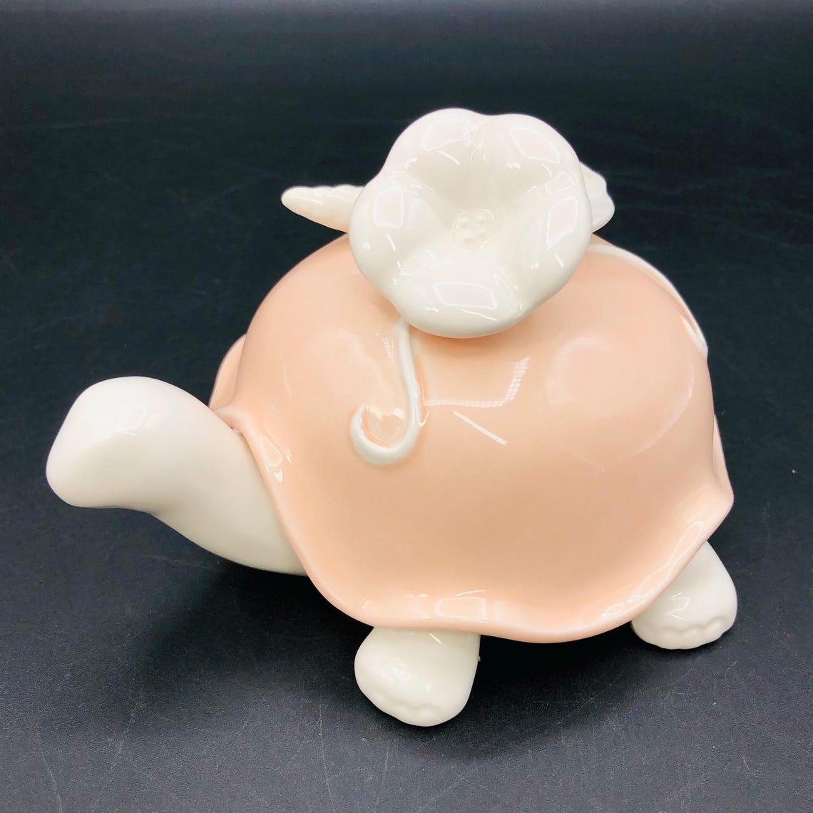 1982 Fitz & Floyd Blush Pink Turtle Trinket Box, Vintage Porcelain ...