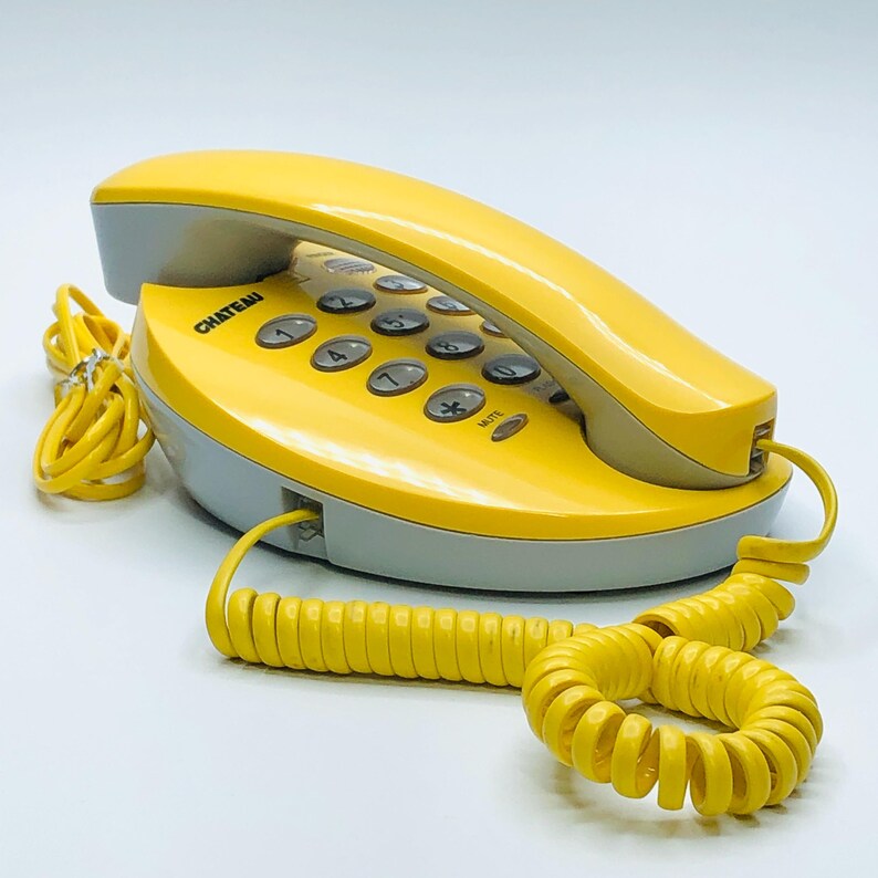 90s CHATEAU Gray and Yellow Landline Phone, Desktop or Wall Mount ...