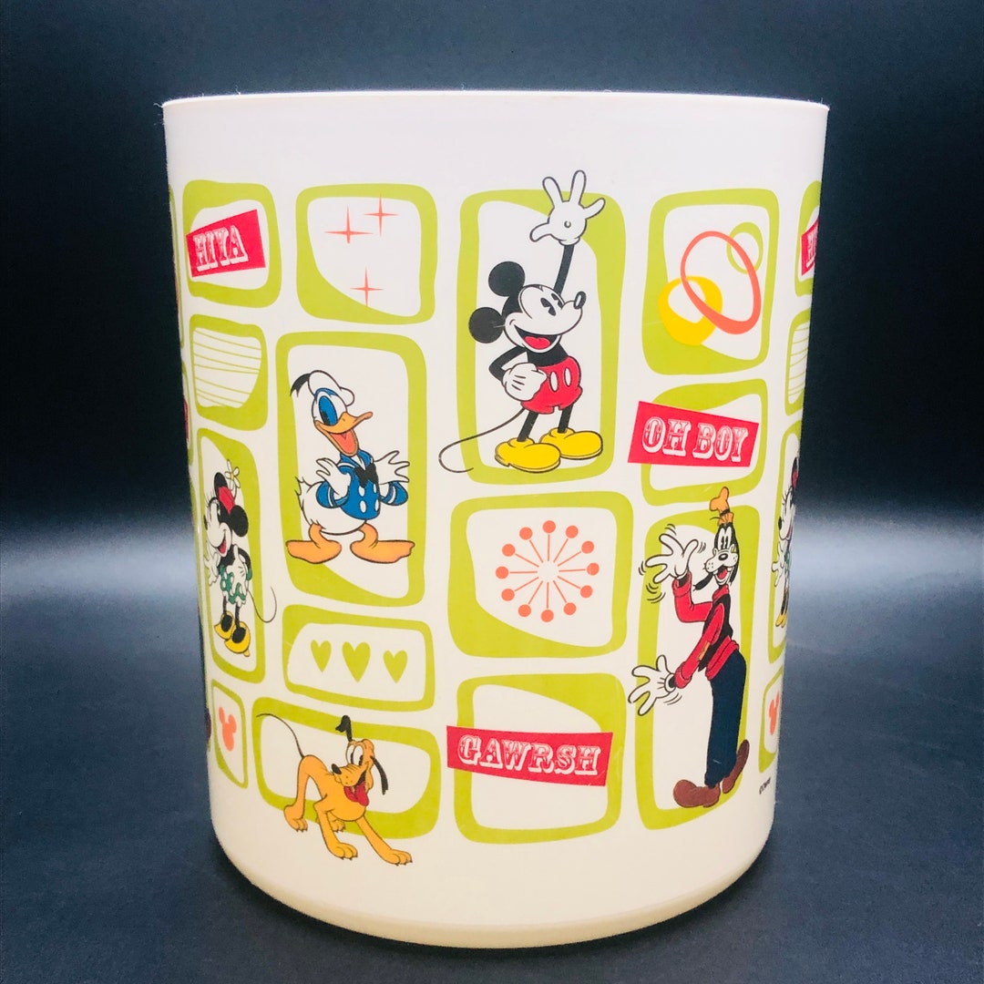 60s Tupperware Walt Disney Trash Can, Vintage Mickey Minnie Mouse Goofy ...
