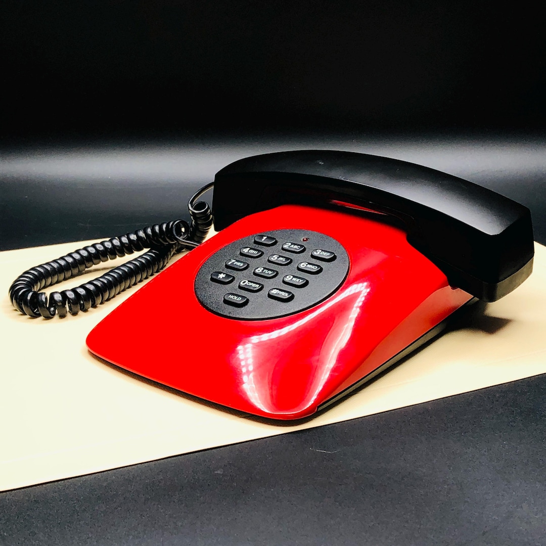 80s Telemax Red Black Princess Telephone With Cord and Handset, Retro ...