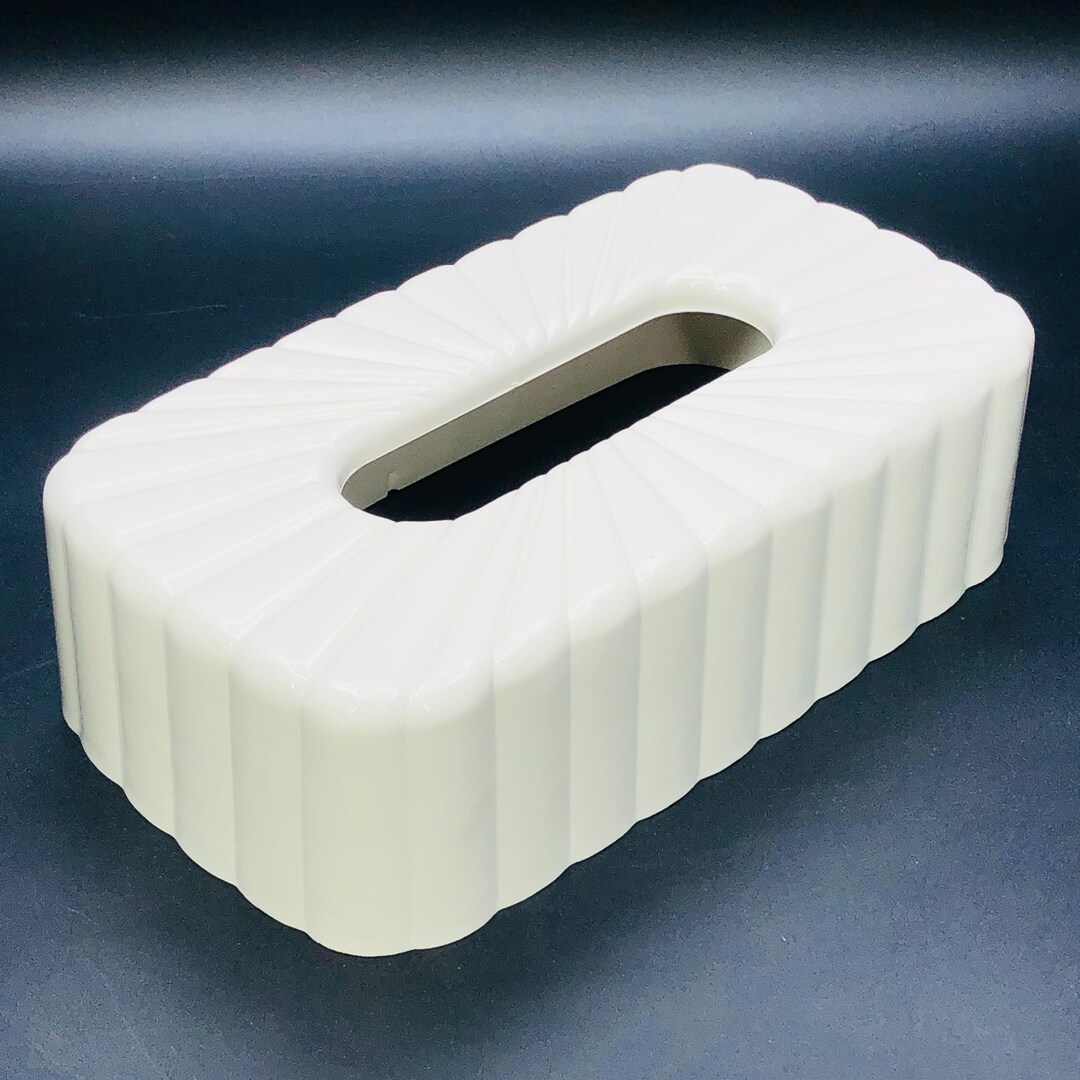 Vintage Ribbed White Tissue Box Cover, 60s Groovy Mod, Hard Plastic ...