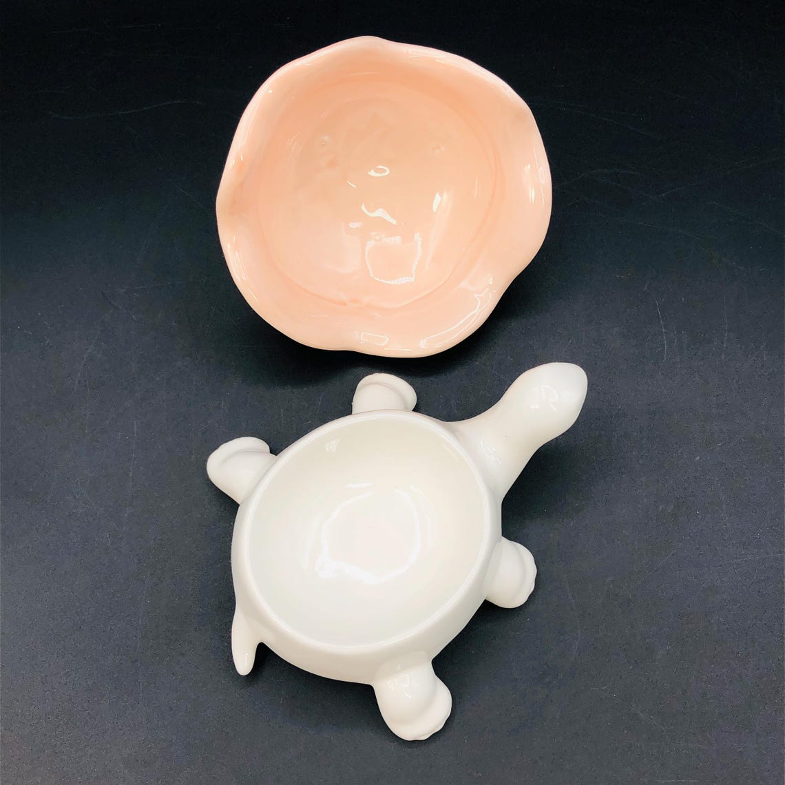 1982 Fitz & Floyd Blush Pink Turtle Trinket Box, Vintage Porcelain ...