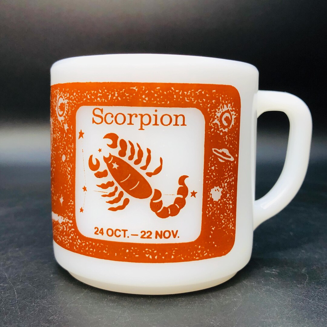 70s Federal Glass Brown Zodiac SCORPIO Milk Glass Coffee Mug, Vintage ...