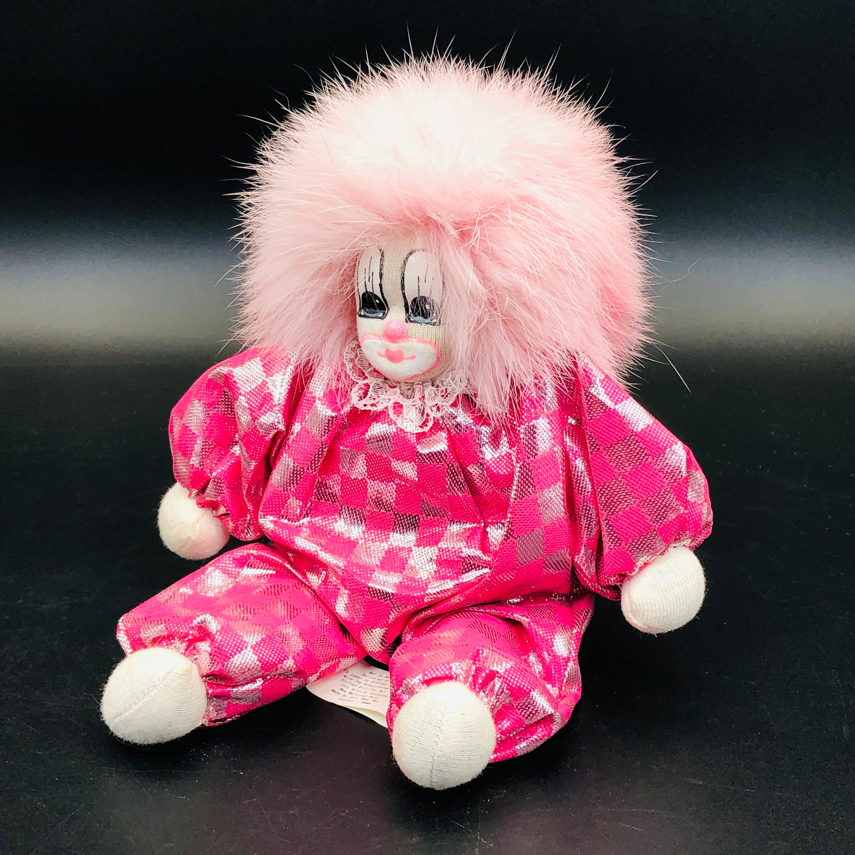 Vintage Q-tee-clown 1987, Cotton Candy Pink Fluffy Hair, Pink Make up ...