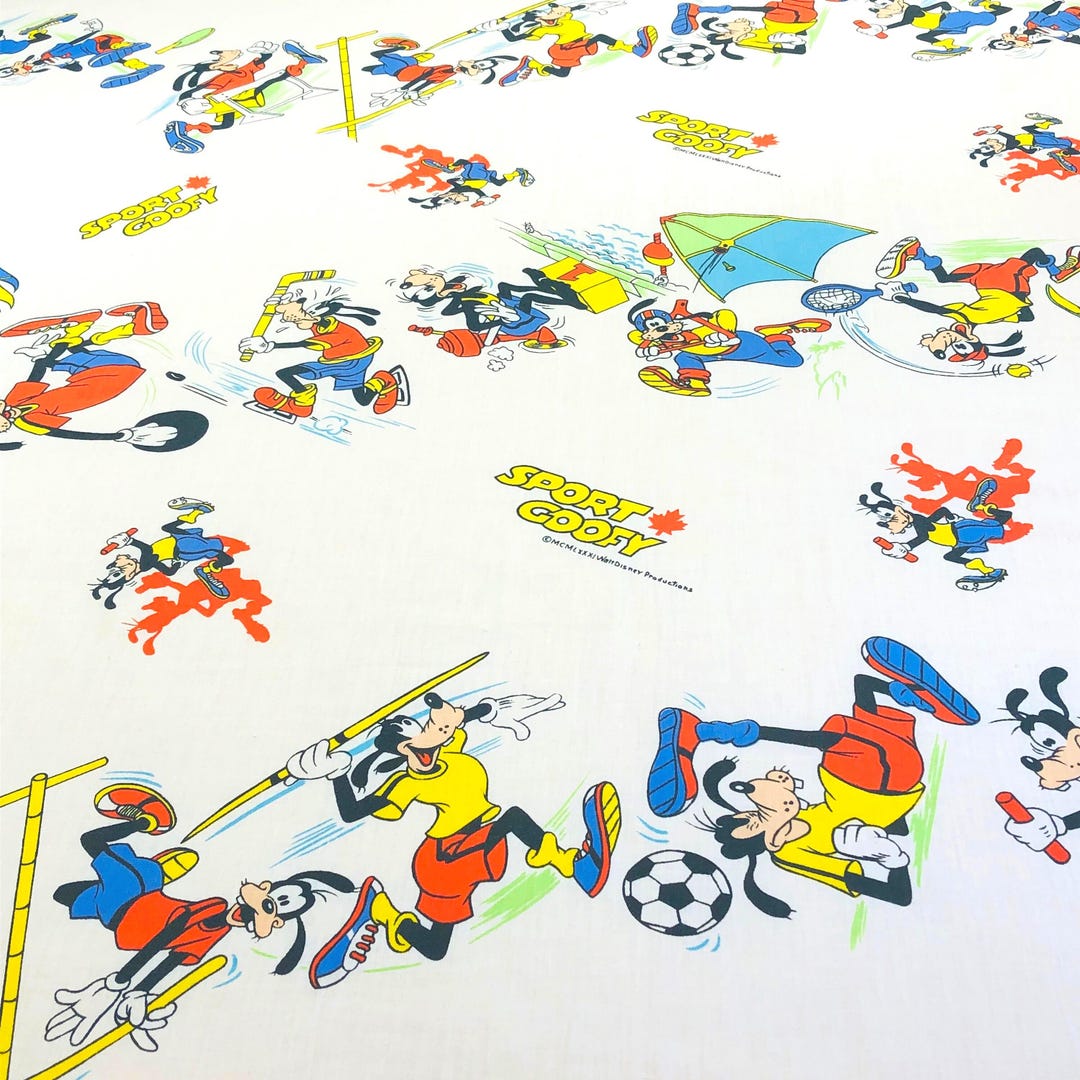 Vintage 80s Sport Goofy TEAM CANADA Twin FLAT Top Bedsheet: Walt Disney ...