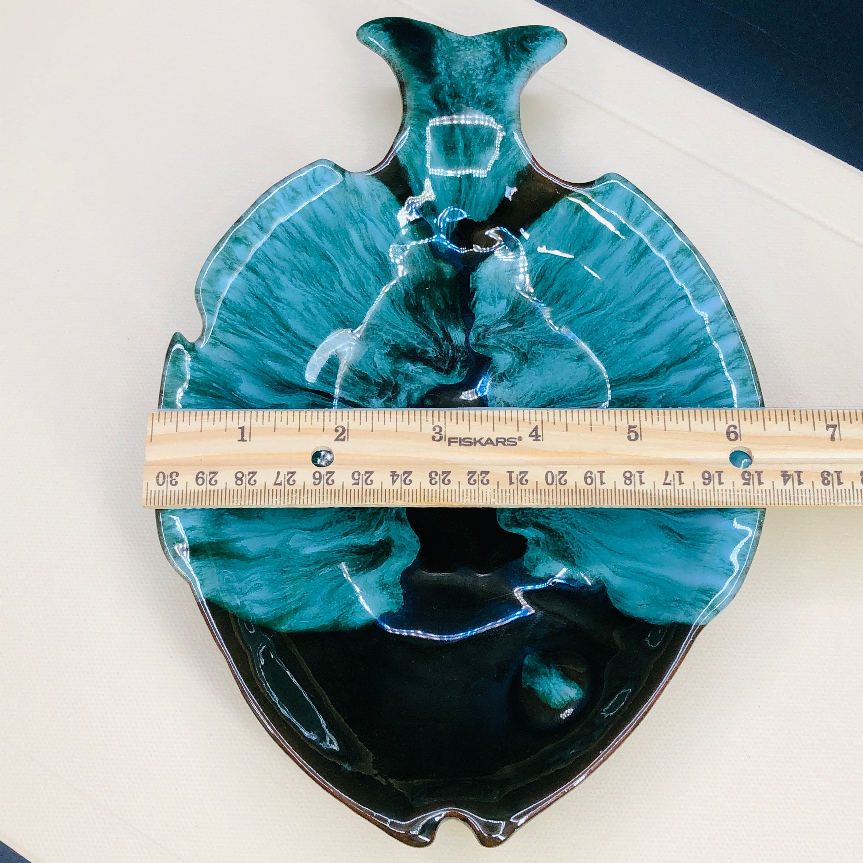 60s Blue Mountain Pottery Fish Trinket Dish, Red Clay Aqua Green Drip ...