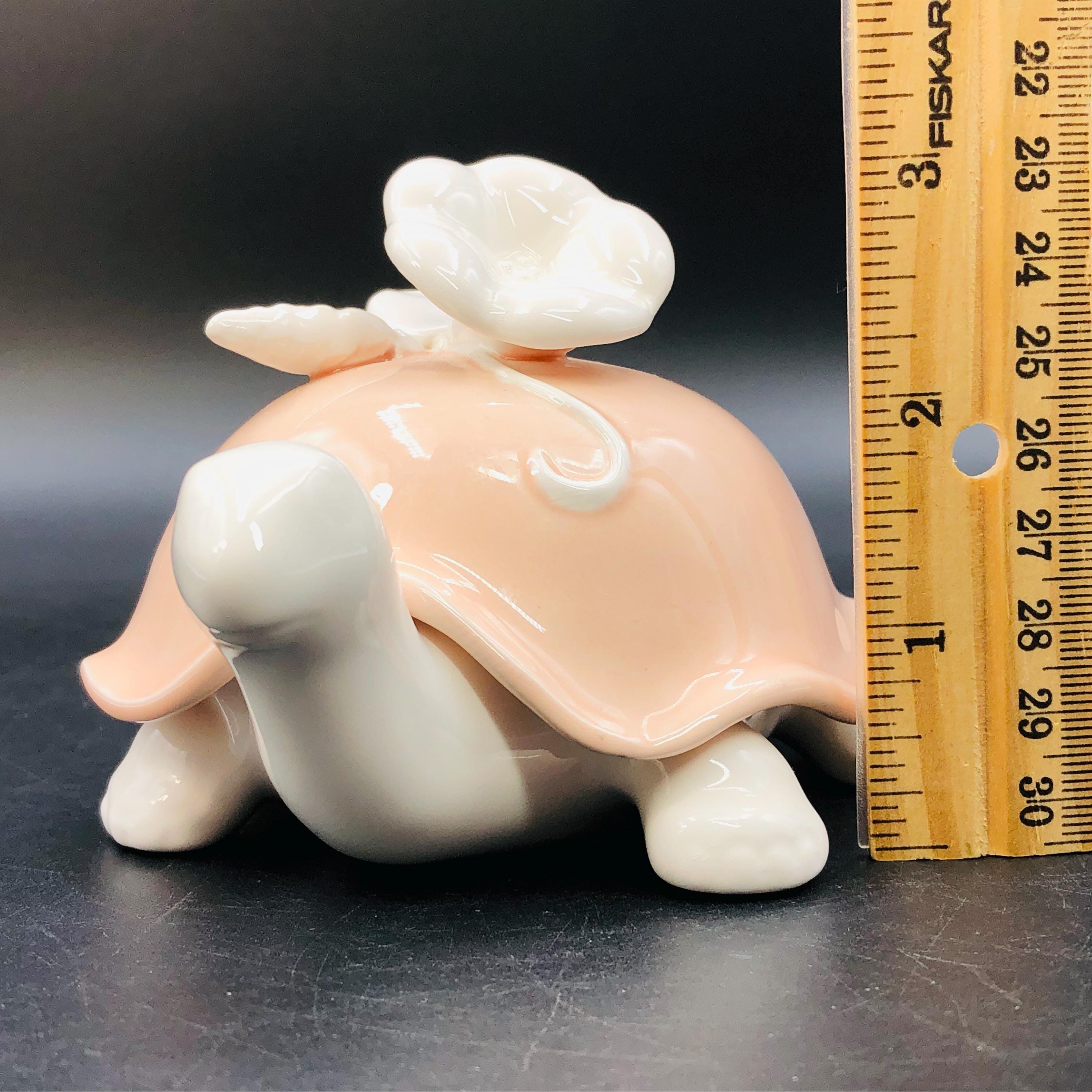 1982 Fitz & Floyd Blush Pink Turtle Trinket Box, Vintage Porcelain ...