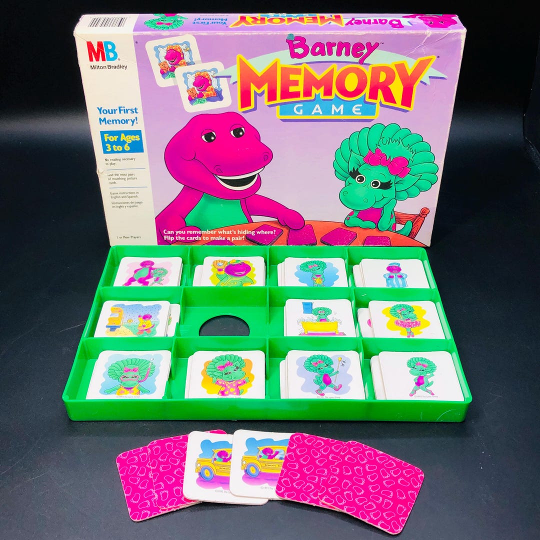 1993 Barney Memory Game Box Set COMPLETE, Vintage Milton Bradley Toys ...