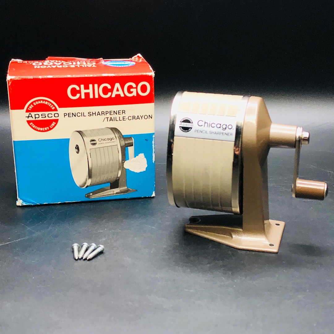 80s CHICAGO Apsco Manual Pencil Sharpener - Original Box - Screws ...