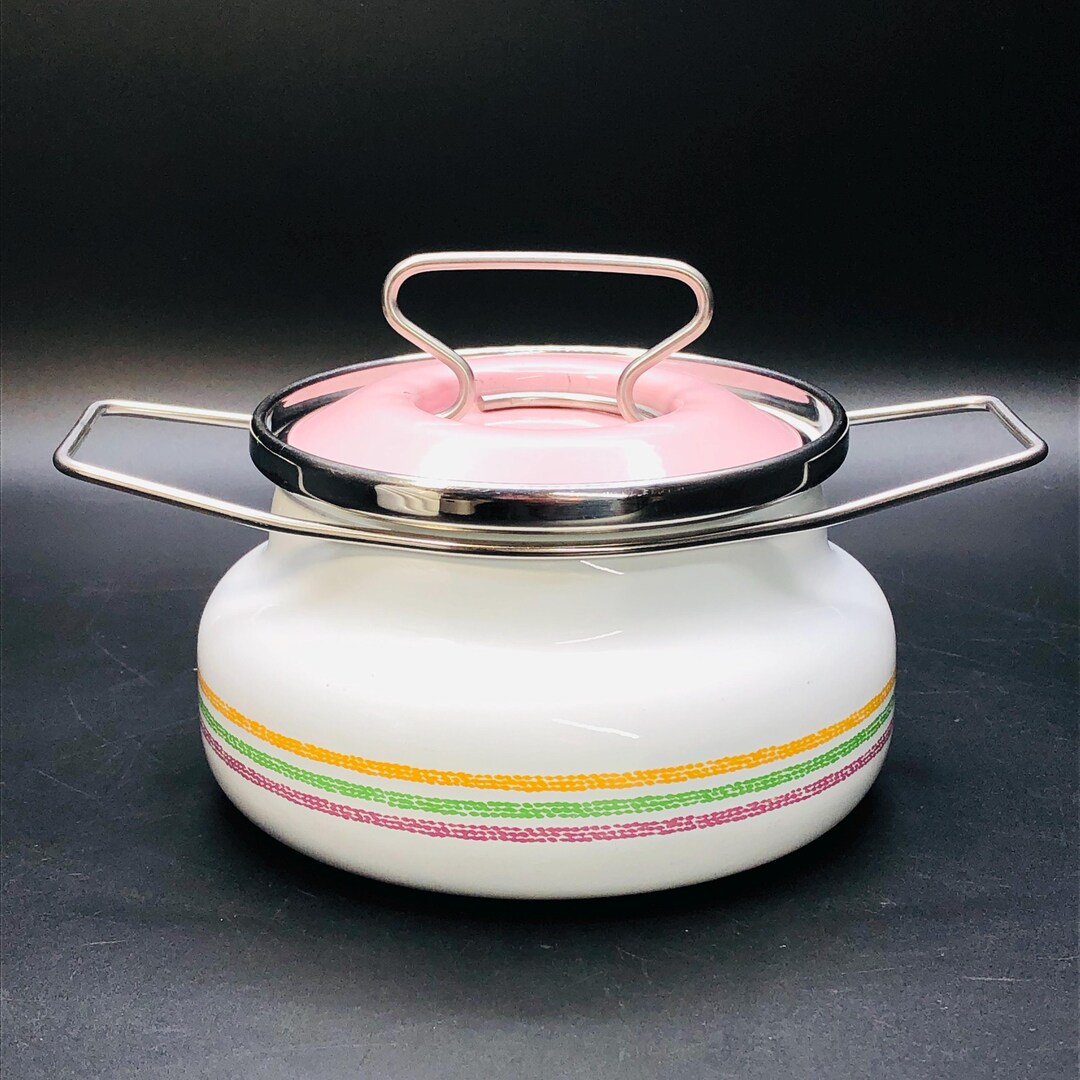 80s Siltal ITALY Pastelcore Enamelware Fondue Pot With Lid -designer ...