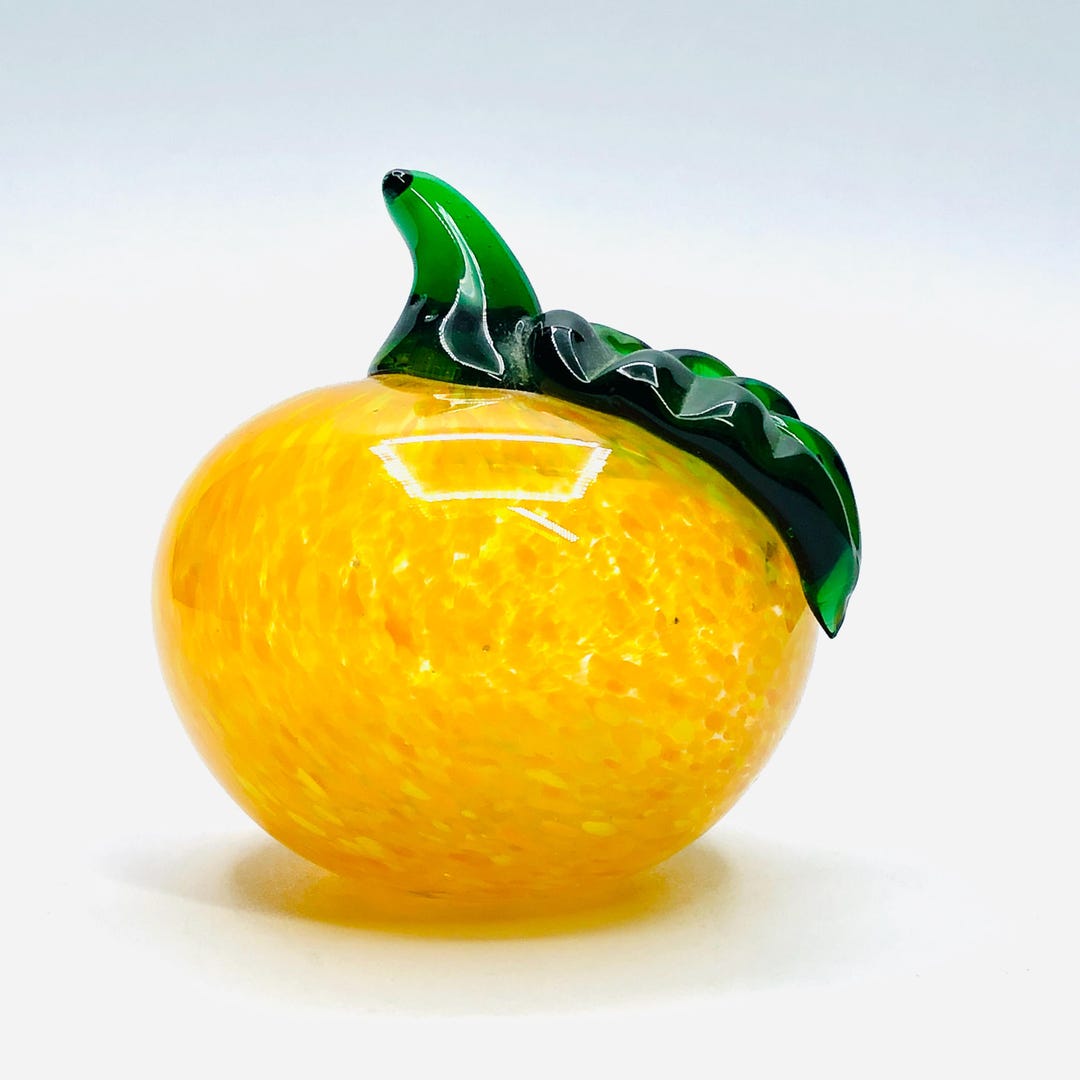 60s Art Glass Orange Yellow Citrus Fruit Hollow Paperweight, Vintage ...