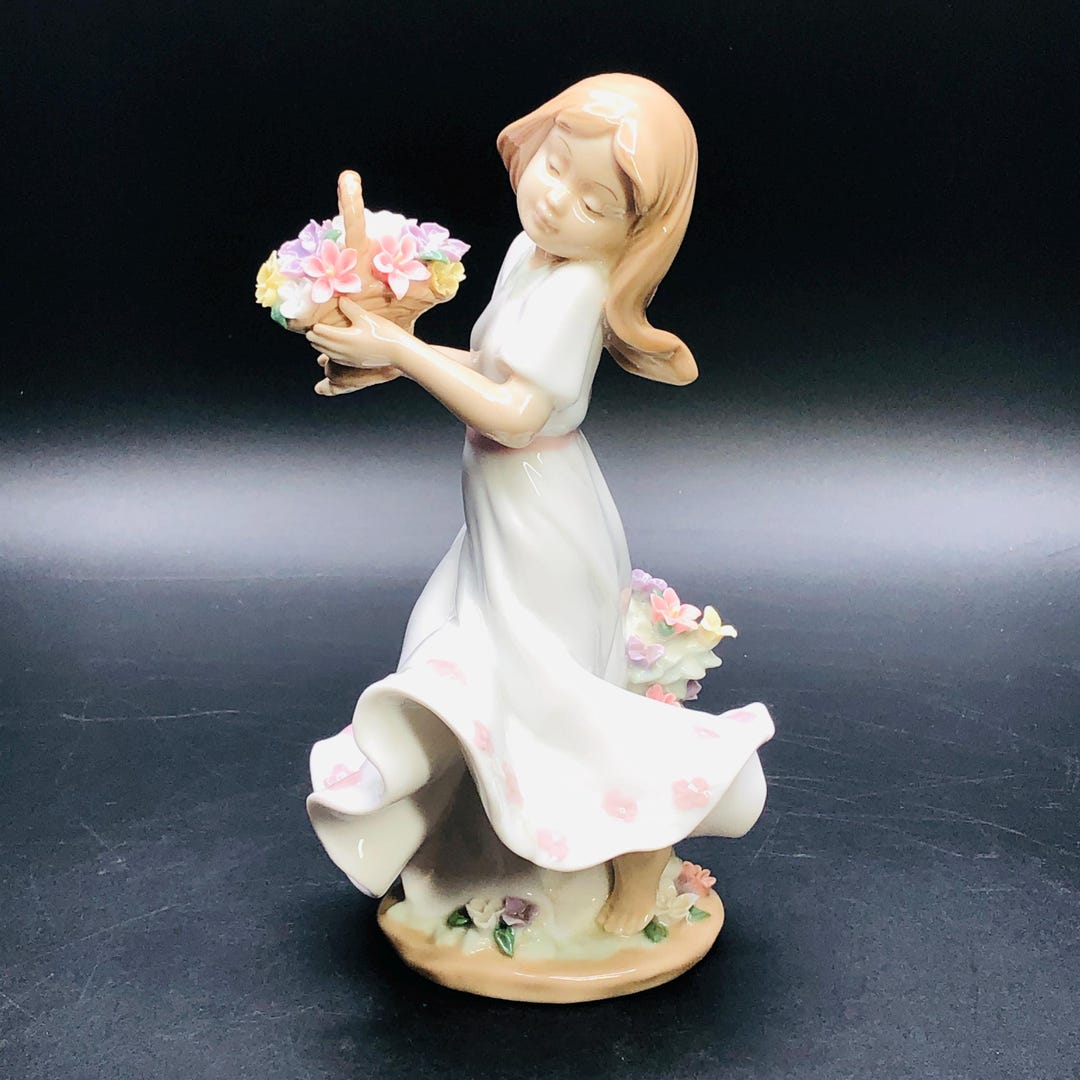 Vintage ADELINE Porcelain Flower Girl Figurine With Country Basket ...