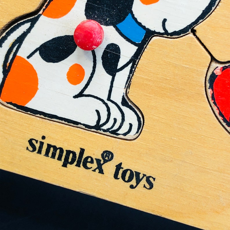 70s Simplex Toys Wooden Cutouts Puzzle With Red Peg Knobs, Furniture ...