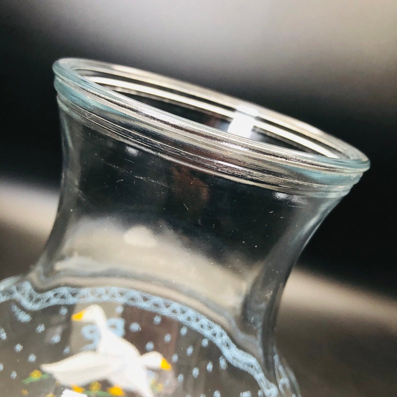 1987 Anchor Hocking Country Geese Juice Carafe With Lid, 80s Blue ...