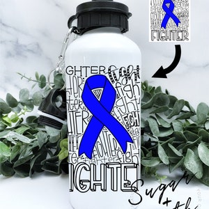 Colon Cancer water bottle Cancer Fighter water bottle Blue | Etsy