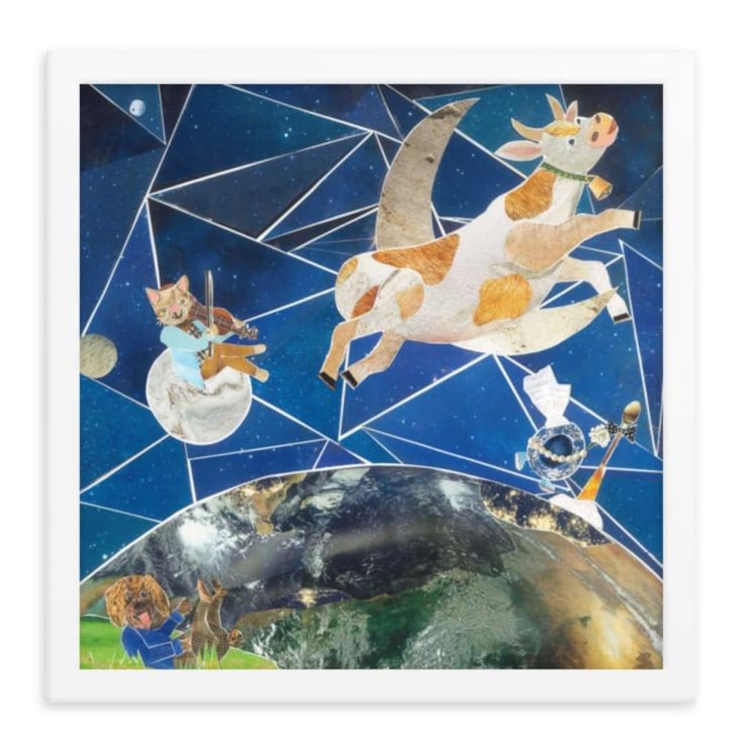 Cow Jumped Over the Moon Framed Nursery Print | Hey Diddle Diddle ...
