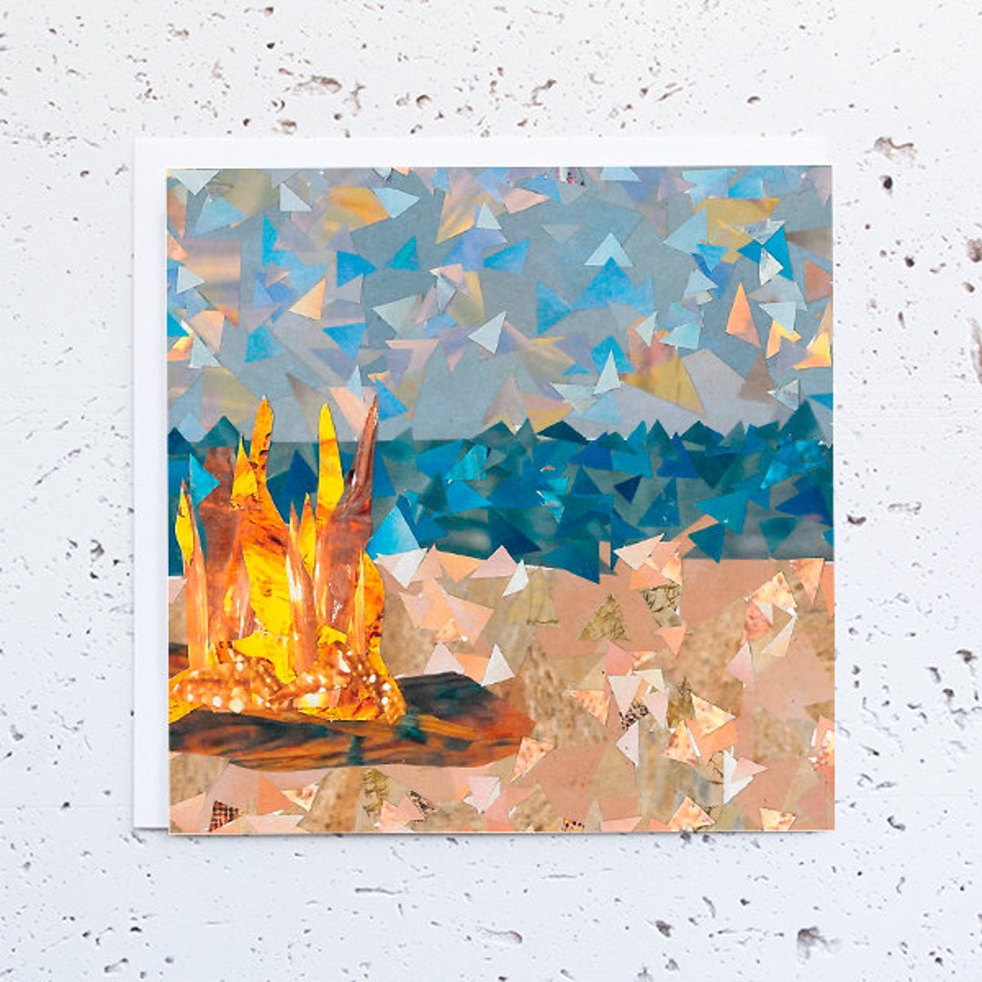 Summer Greeting Card Bonfire Wall Art Beach Birthday Invitation Bonfire ...