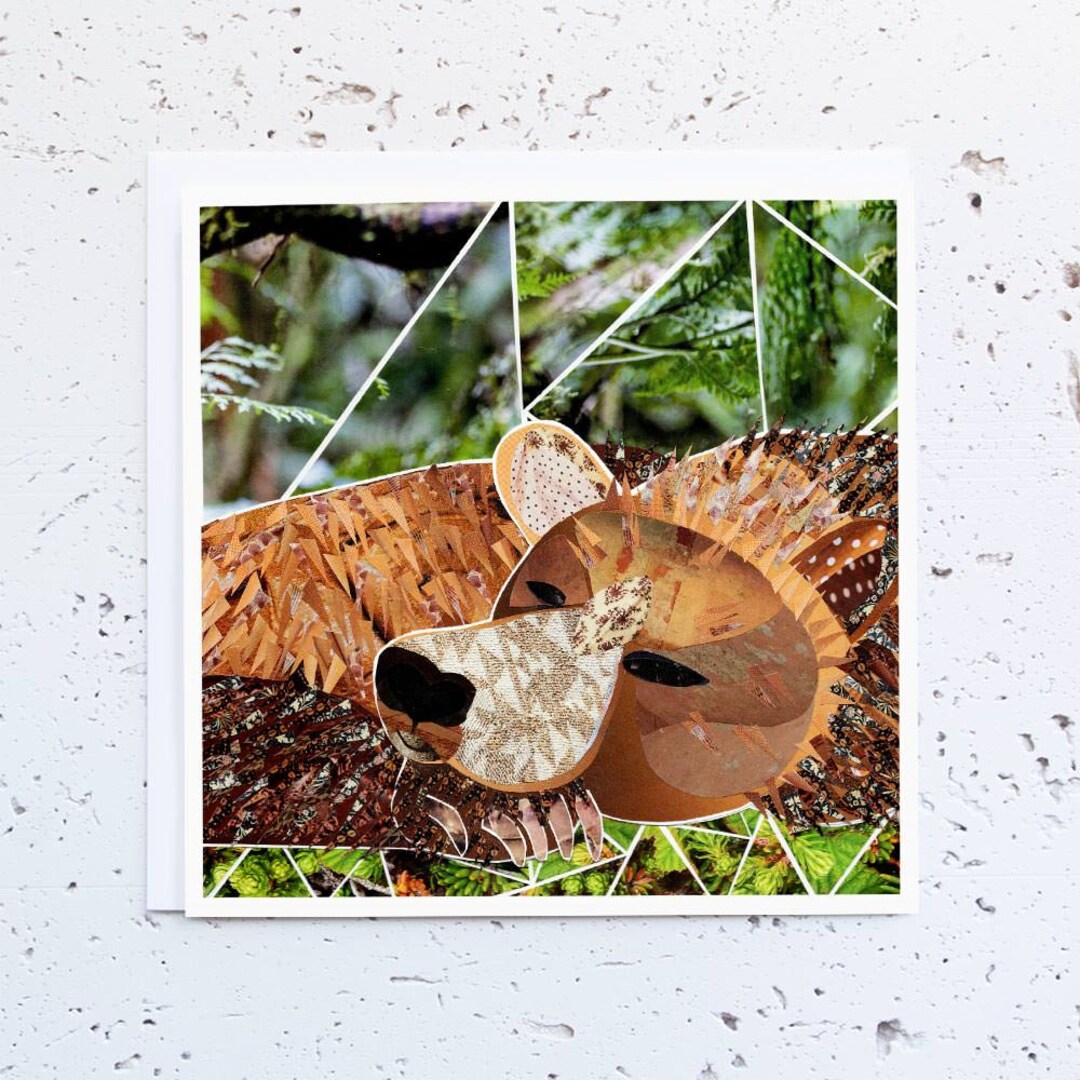 Brown bear card mama bear card sleeping bear art woodland notecards ...