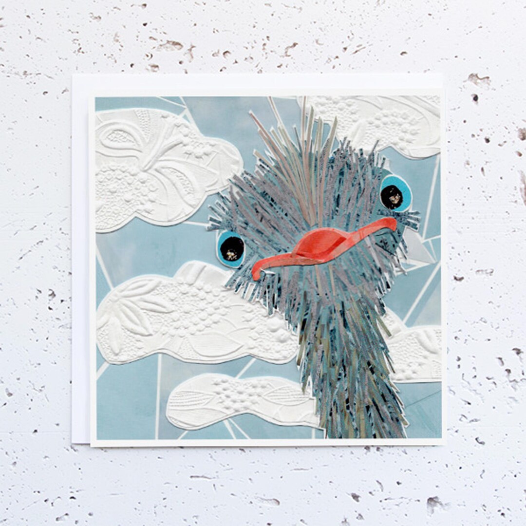 Funny Emu Card | Handmade Collage Greeting Card - Etsy
