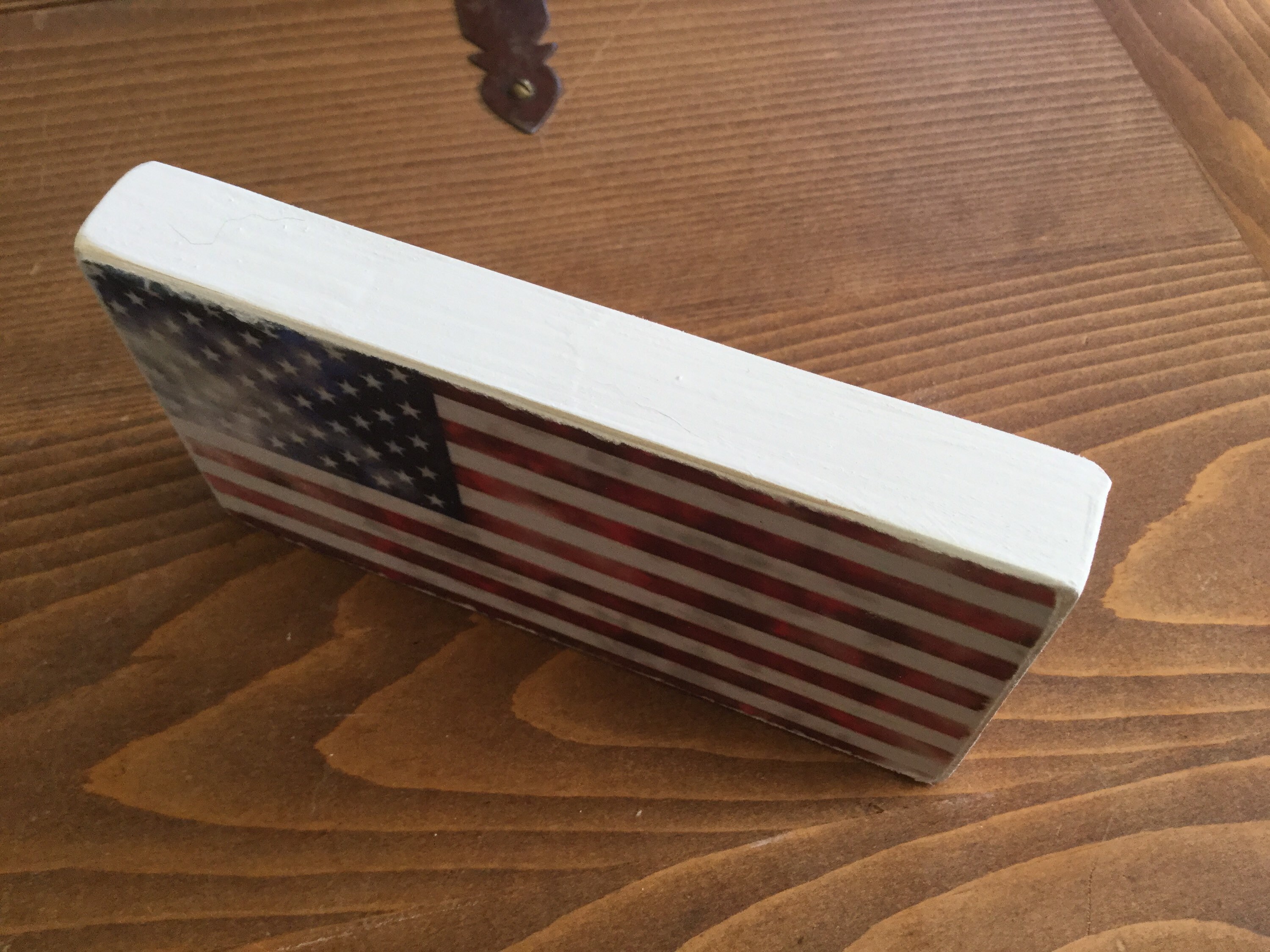 Decorative Vintage Americana Style Wood Block Flag for Tier Tray/ Shelf ...