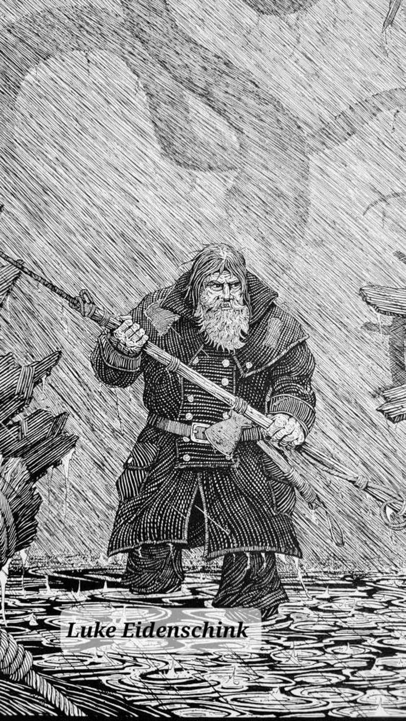 The Captain Ink Drawing Fantasy Art Print - Etsy