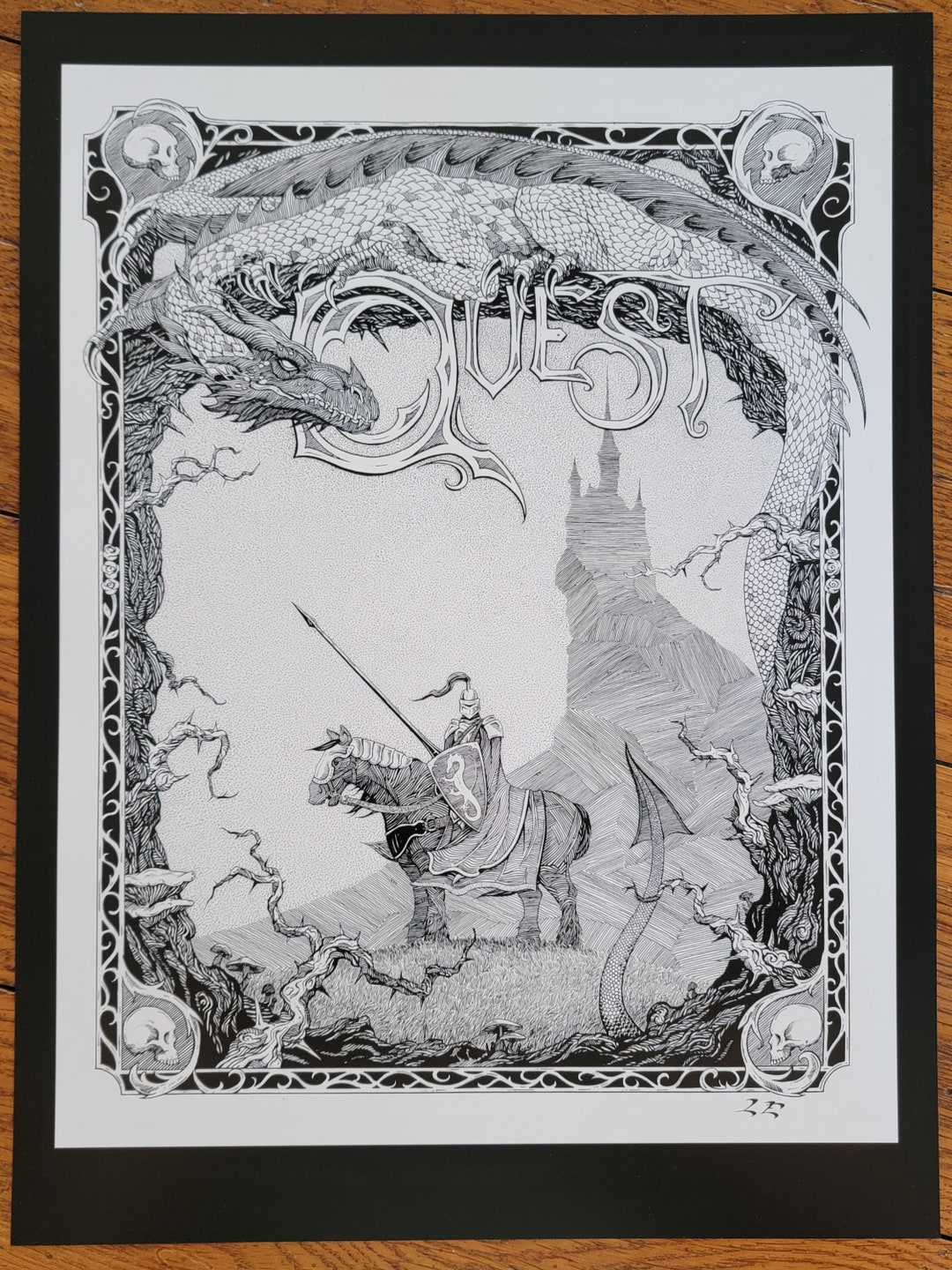 Fantasy Art Print 'quest' , Ink Drawing - Etsy