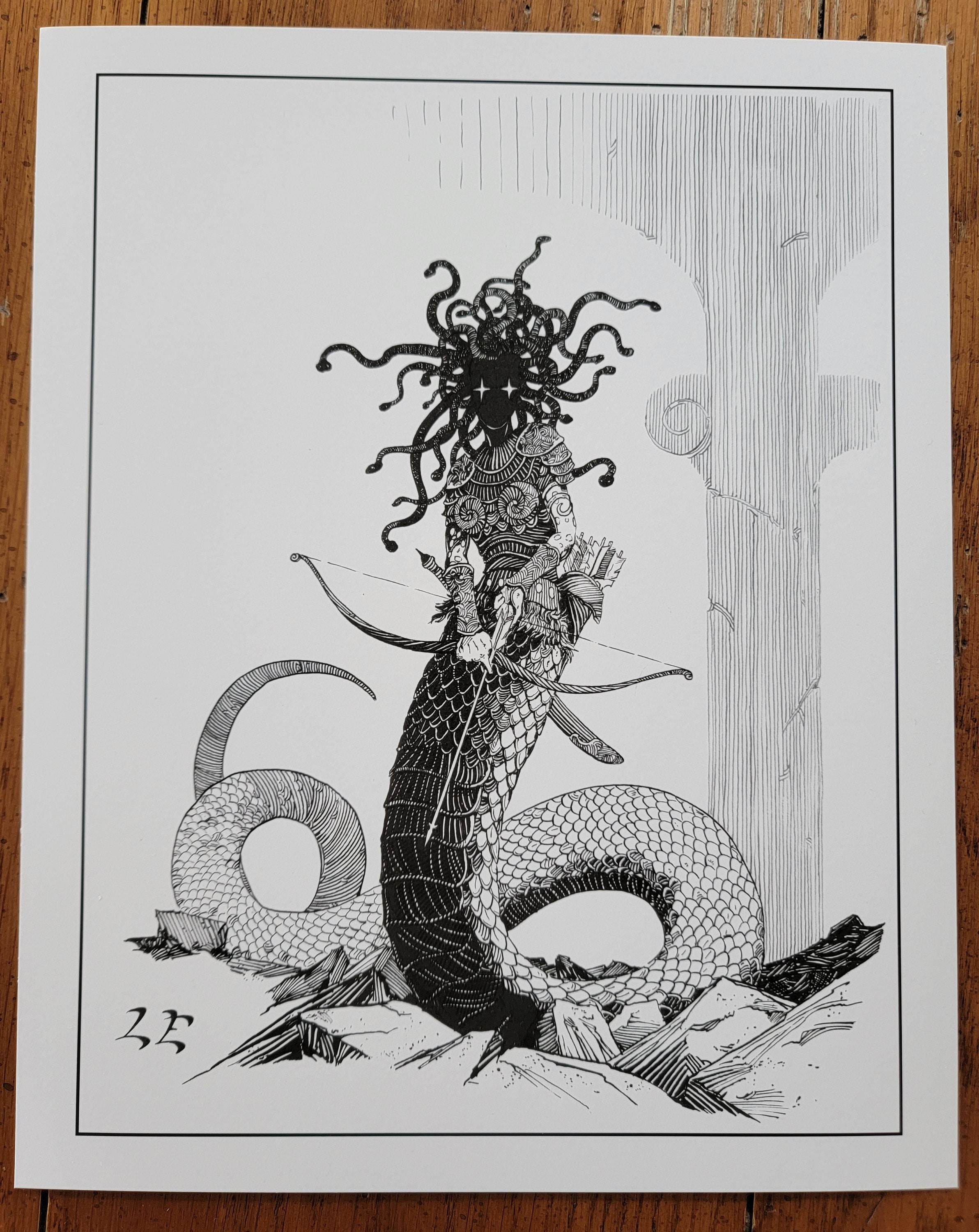 Medusa Fantasy Ink Drawing Art Print - Etsy