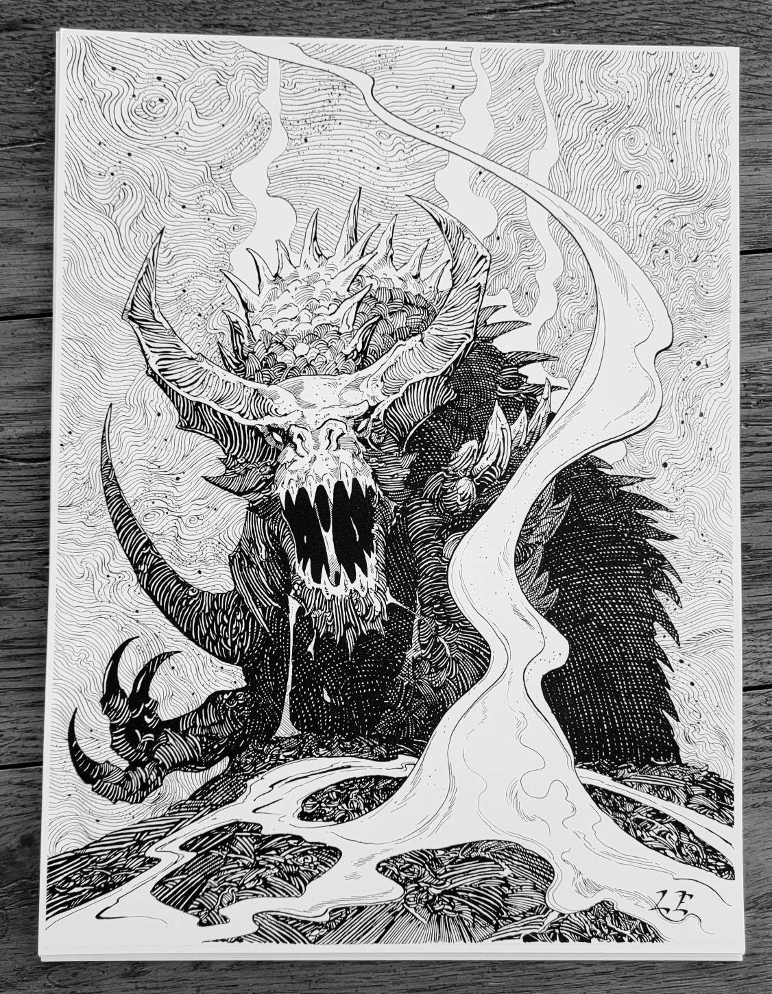 Tarrasque Ink Fantasy Drawing Art Print - Etsy