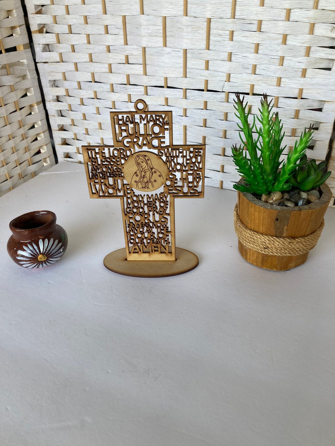 Hail Mary Prayer Wood Cross L OLG L Laser Cut - Etsy