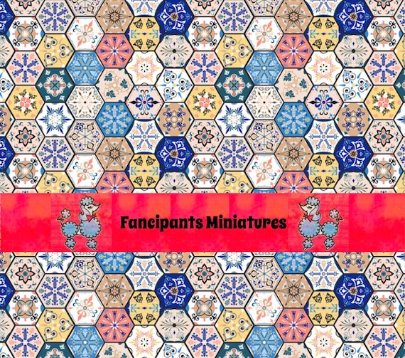 Hexagon Coral & Blue Tile Wallpaper Flooring - Etsy