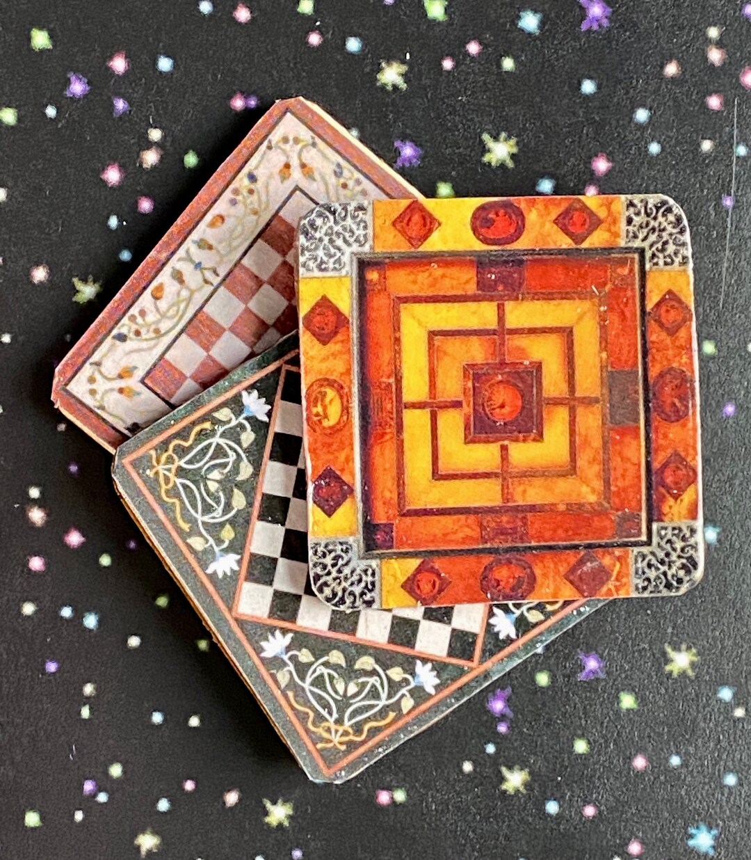 Nine Men Morris, Chess and Checker Boards Miniatures Set of 3 - Etsy