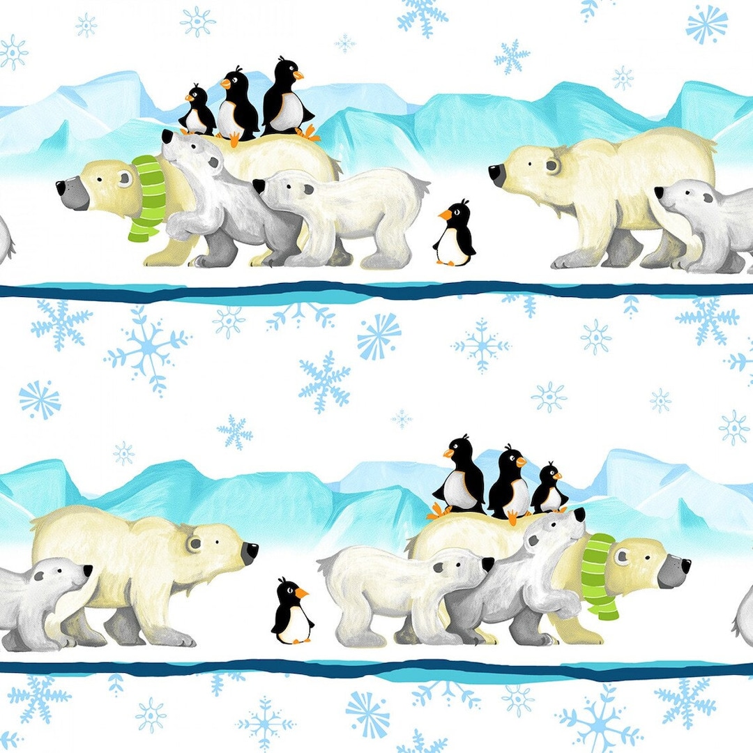 Susybee Burr the Polar Bear Border Print by Clothworks - Etsy